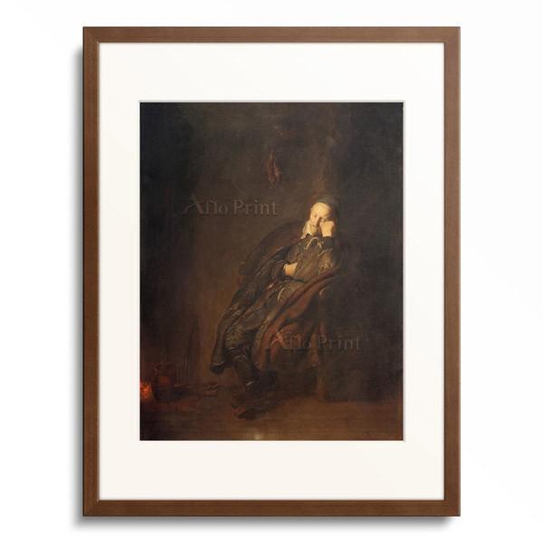 Rembrandt, Harmensz van Rijn 1606-1669."Old Man Asleep by the Hearth",1629.Oil on wood, 51.9 × 40.8cm.Inv. no. 393Turin,...