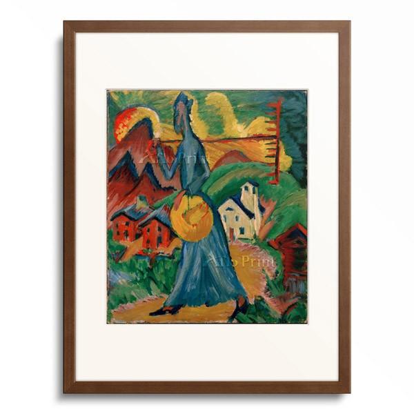 Kirchner, Ernst Ludwig 1880-1938."Alpleben" (Alpina life), 1918.Right side panel of a triptych.Oil on canvas, 70 × 60 cm...