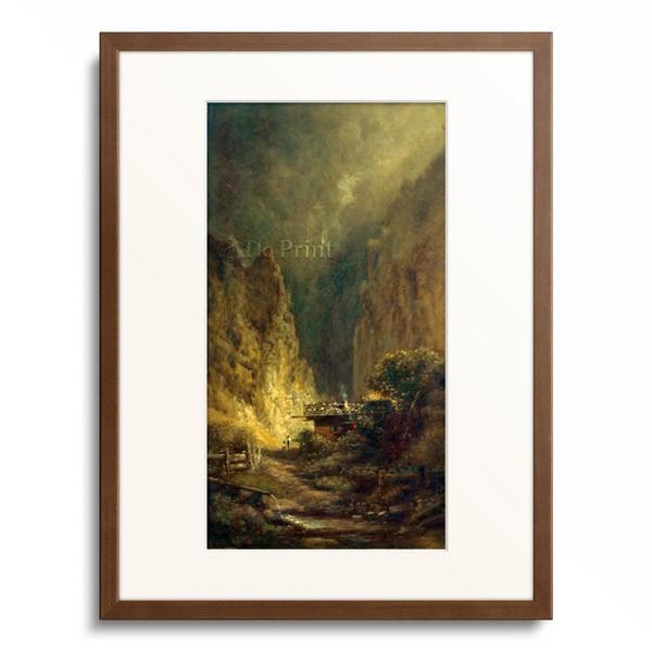 Spitzweg, Carl 1808-1885(Reworked or doubtful attribution to Spitzweg)."Mill in Rocky Gorge with Two Figures",c. 1880 / ...