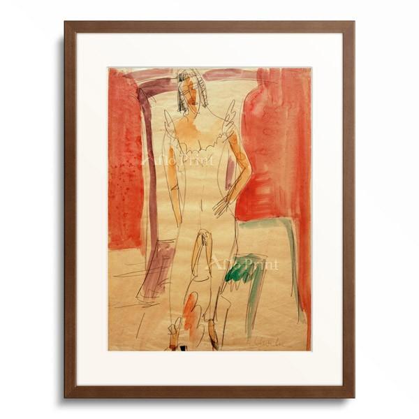 Kirchner, Ernst Ludwig 1880-1938.In a union suit", 1913.Watercolour over pencil, 52 × 37 cm.Stiftung Moritzburg, Sammlun...