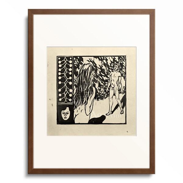 Kirchner, Ernst Ludwig 1880-1938. ""Begegnung" (Encounter), Woodcut, 19,6 × 19,8 cm. Folio 2 from a series of 6 woodcuts...