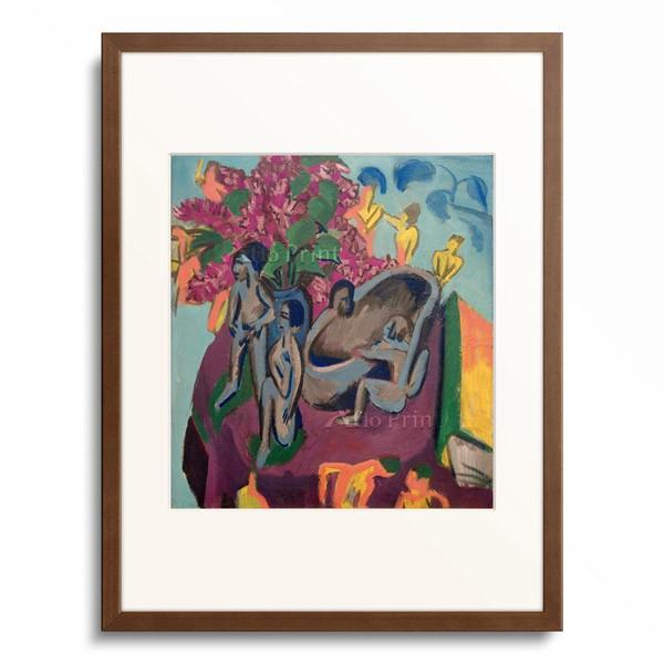 Kirchner, Ernst Ludwig 1880-1938. "- Still life with scultpures and flowers", 1912.Oil on canvas, 90 × 80 cm.Groningen, ...