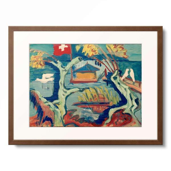 Kirchner, Ernst Ludwig 1880-1938."Fischerhutte am Bodensee" (Fisherman’s hut on Lake Constance), 1917/18/1933.Oil on car...