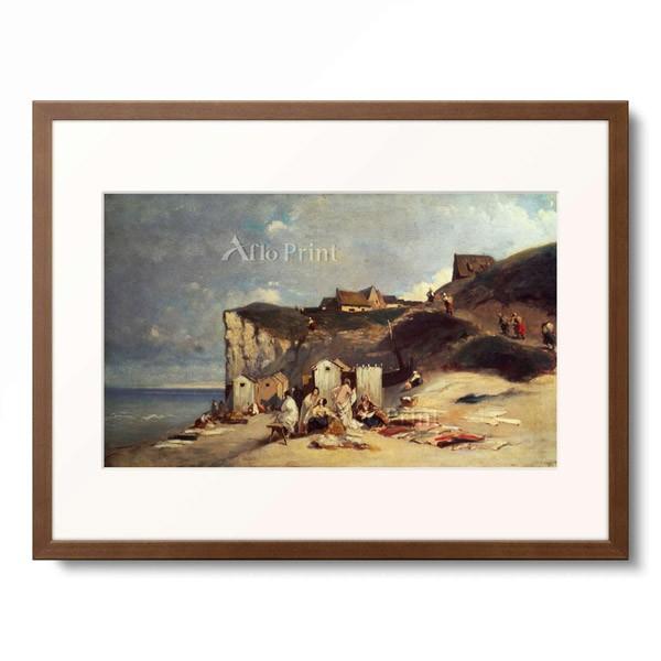 Spitzweg, Carl1808-1885,German painter."Badende Frauen am Meer bei Dieppe I" (Women bathing, near Dieppe I),c.1857.Oil o...