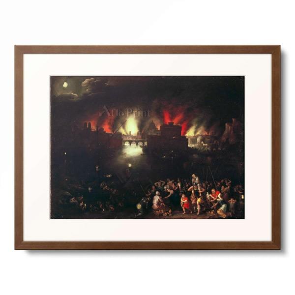 Brueghel, Jan the Elder 1568-1625."The burning Troy", c. 1595.(After Virgil, Aeneid II, 720-732. Aeneas on the right wit...