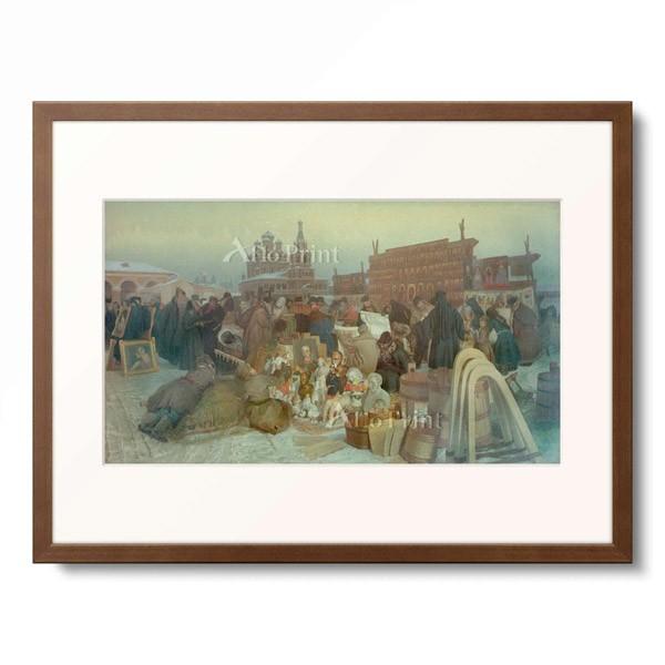 Kandinsky, Wassily 1866-1944.-"Reisiger Ritter" (Knight on Horseback) -Oil, body colour and charcoal on jute,108 × 160cm...