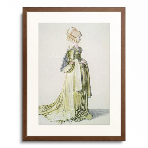 Durer, Albrecht; 1471-1528."A Nuremberg Woman in a Dance Dress", 1500. Inscribed by the artist: "Also gond dye Nurmerger...