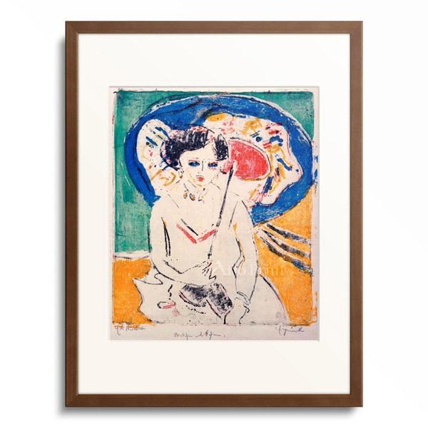 Kirchner, Ernst Ludwig 1880-1938."Dodo mit japanischem Schirm"(Dodo with Japanese Umbrella), 1909.(Kirchner’s girlfriend...