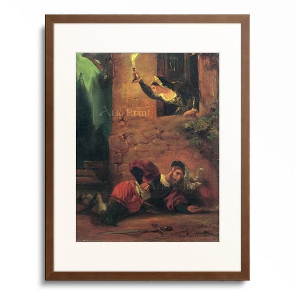 Goethe, Johann Wolfgang von; 1749-1832.Works: Faust (1808)."The dying Valentin".(Faust I, 19th scene).Painting, c. 1830,...