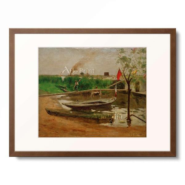 Caillebotte, Gustave 1848-1894."Remise de barques pres de Porte Marly"(Boat Dock Along the Seine), c. 1875.(Near Argente...
