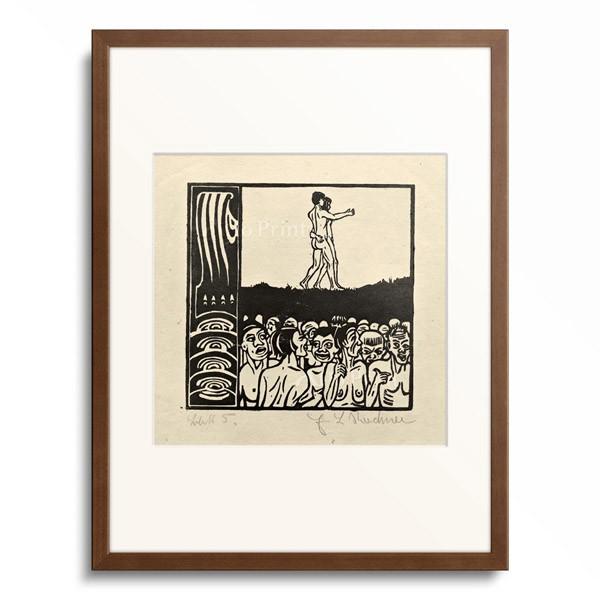 Kirchner, Ernst Ludwig 1880-1938." Vor den Menschen" (In front of others) Woodcut, 20 × 20 cm. Folio 4 from a series of ...