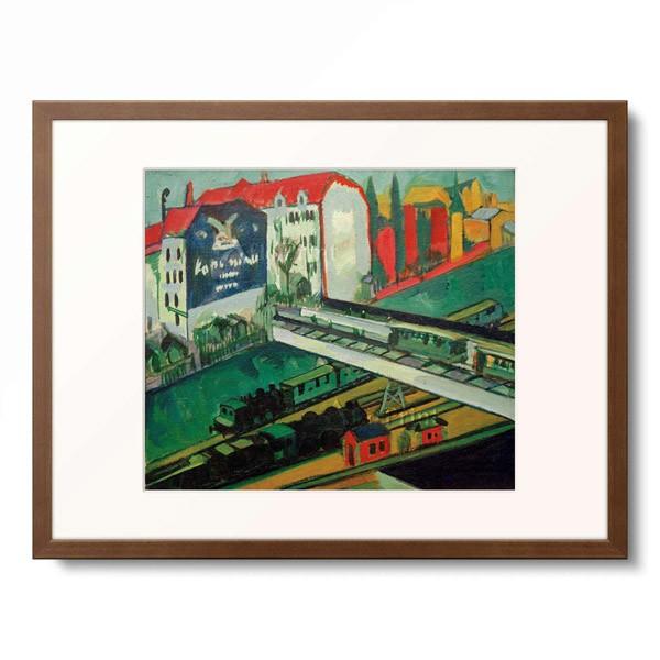 Kirchner, Ernst Ludwig 1880-1938."Strassenbahn und Eisenbahn; Blick aus de Atelierfenster" (Tram and railway; view from ...