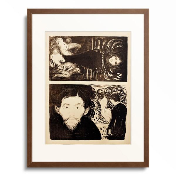 Munch, Edvard1863-1944,Norwegian painter."Jealousy I; The elm tree", 1896.Two lithographs (charcoal ink), folio size (Je...