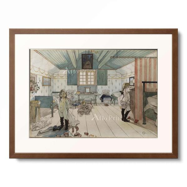 Larsson, Carl; 1853-1919."Mamma's and the Small Girls' Room.", 1897. (The daughters Brita (left), Lisbeth (right) and Ke...