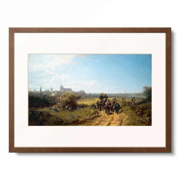 Spitzweg, Carl 1808-1885."Institutsspaziergang", c. 1860.(Stroll with the Institute).Oil on canvas, 32 × 54 cm.Munich, N...