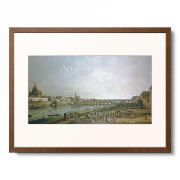 Dresden."Dresden from the right bank ofthe Elbe, above the Augustusbrucke".(View over the Elbe to the Frauenkirche, the ...