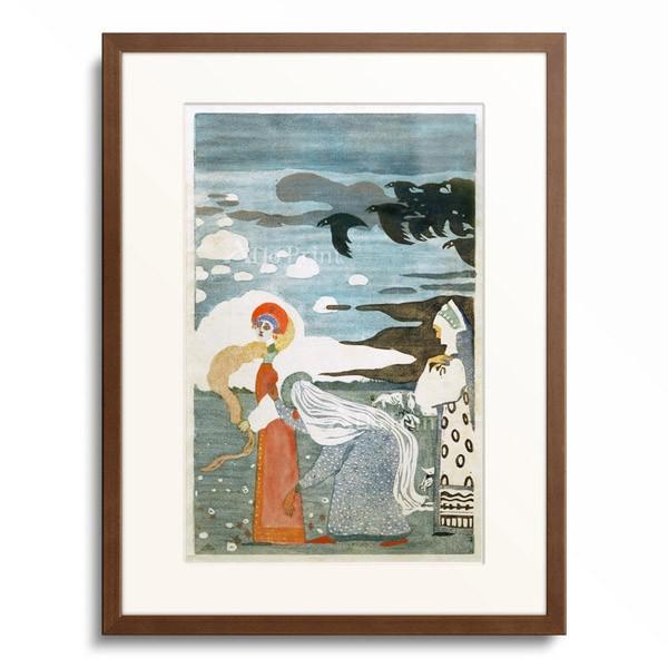 Kandinsky, Wassily,1866-1944,Russian artist."The Ravens".Colour linocut, 1907, 43.8 × 28.1 cm.Paris, Musee National d’Ar...