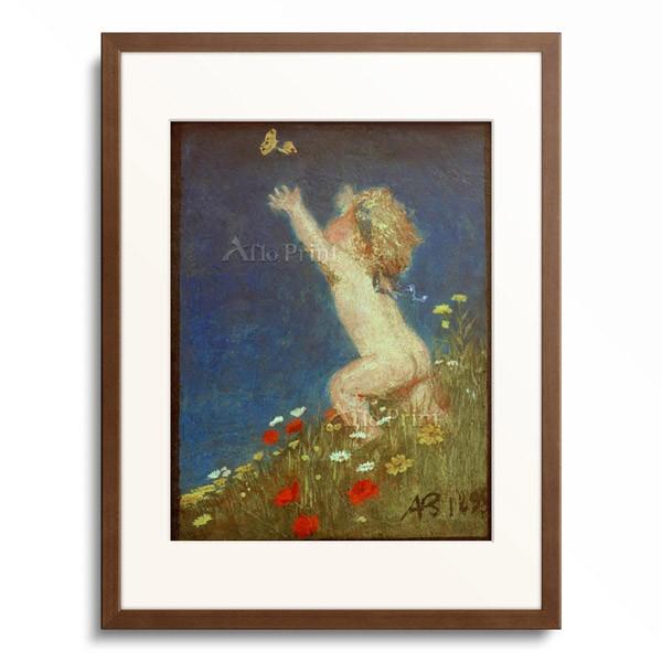 Bocklin, Arnold 1827-1901."Nacktes Kind mit blonden Haaren" ("Nude Child with Blond Hair"), 1895.Resin-tempera on wood.1...