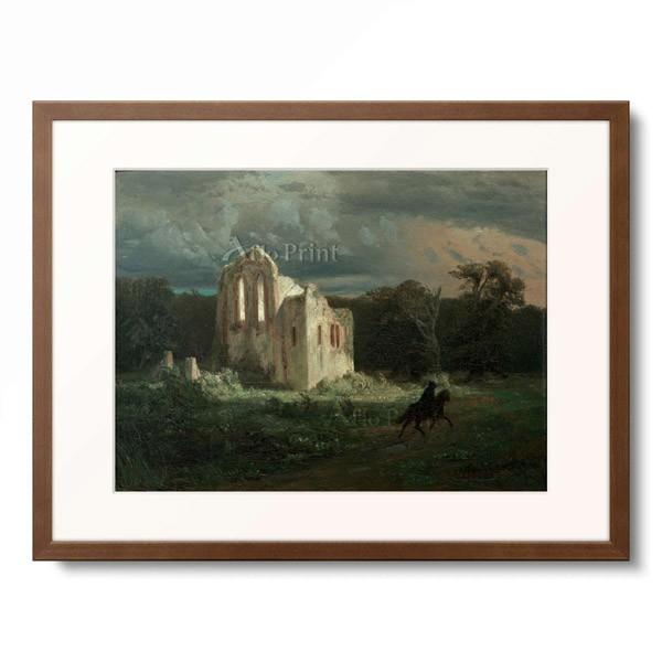 Bocklin, Arnold 1827-1901."Mondscheinlandschaft mit Ruine", ("Moonlit Landscape with Ruins"), 1849.Oil on Canvas 24.5 × ...