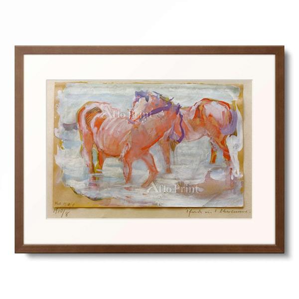 Marc, Franz 1880-1916."Horses at a watering hole", 1910.Mixed media, 10.2 × 15.5 cm.(possibly from sketchbook XX).Privat...