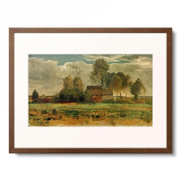 Marc, Franz;German painter, 1880-1916."Torfhutten im Dachauer Moos" (Peat huts the moor landscape of  Dachau), 1902.Oil ...