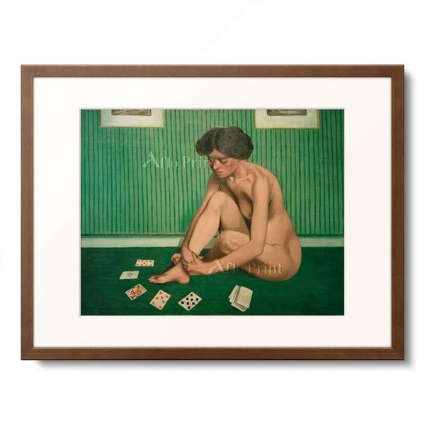 Vallotton, Felix 1865-1925."Femme faisant une reussite, chambre verte" (Woman playing Patiendce, green room), 1912.Oil o...