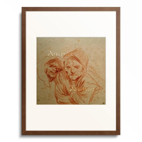 Watteau, Antoine. 1684-1721."Two grimacing old men", c. 1714 (?).Red chalk, 17.8 × 18.3 cm.Collection Jan Krugier and Ma...