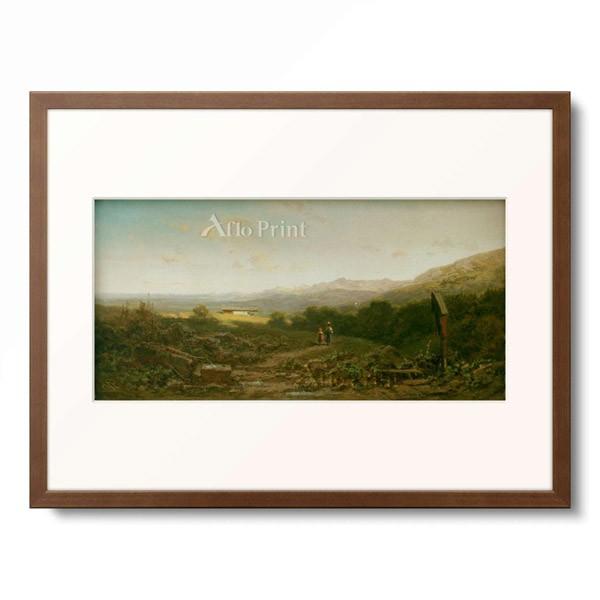 Spitzweg, Carl. 1808-1885."Sennerin mit Kind auf der Alm"(Shepherdess carrying a child), 1875.Oil on panel, 20.4 x 40.4 ...