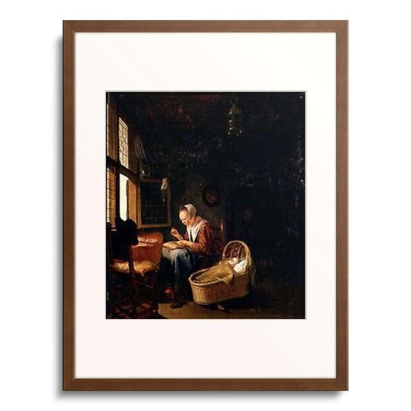 Artist:  Gaesbeeck, Adriaen van,1621/22-1650 Imagetitle:  Nahende Mutter an der Wiege. Location:  Bayer.Staatsgemaldesam...