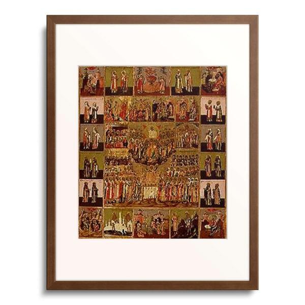 Artist:  Ikone, russisch (Mstjora),um 1800 Imagetitle:  Erweiterte Sedmiza (Siebentagewoche). Dimensions:  36 x 30 cm Me...