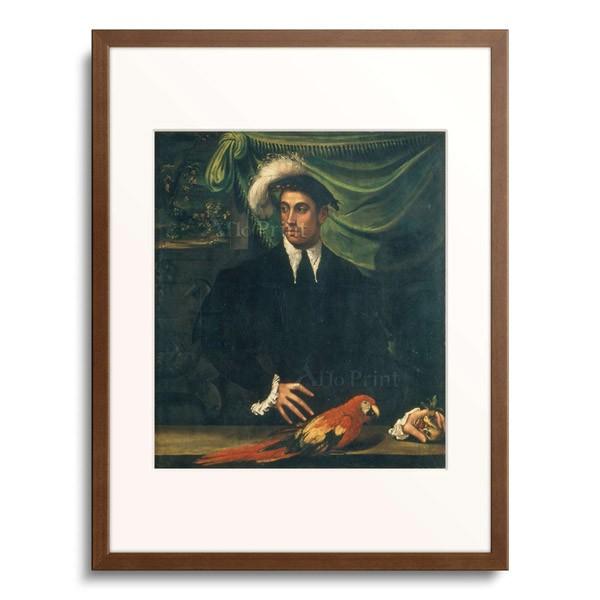作家名:ニコロ・デル・アバーテArtist:Abate, Nicolo dell',c. 1512-1571  Imagetitle:Mann mit Papagei. Dimensions:125 x 109 cm. Medium:On ...