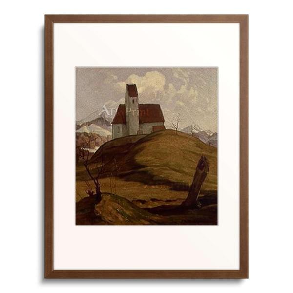 Artist:  Muller-Samerberg, Karl Hermann,1869-1946 Imagetitle:  Kirche von Grainbach/Samerberg Dimensions:  36 x 39 cm. L...