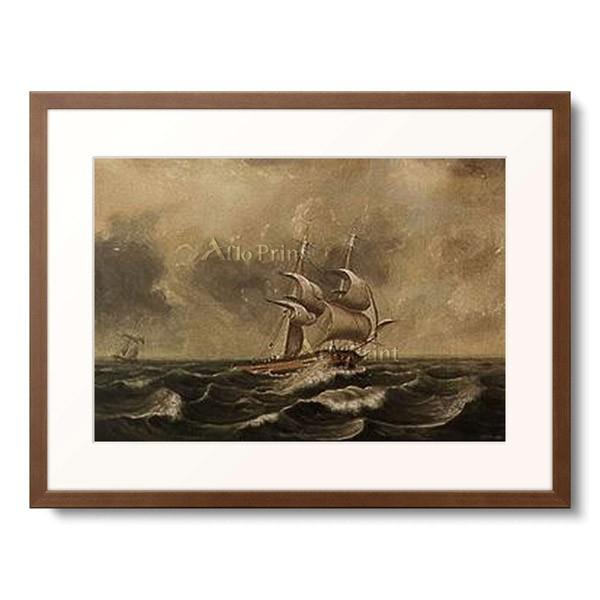 Artist:  Hustede, G. H. . Imagetitle:  Die Brigg Neptunus in sturmischer See. Um 1840 Location:  Mus.f.Hamburgische Gesc...