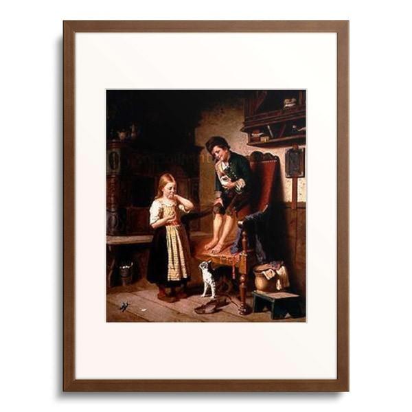 Artist:  Geerts, Julius,1837-1902 Imagetitle:  Zwei Kinder mit Katze an einem Kachelofen. 1867 Dimensions:  60,3 x 47,3 ...