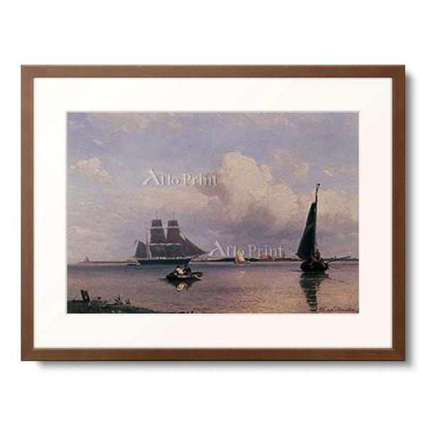 Artist:  Deventer, Willem Anthonie van,1824-1893 Imagetitle:  Segelschiffe vor dem Hafen Dimensions:  18,9 x 27,4 cm Med...