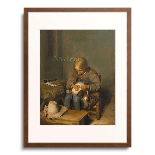 作家名:ヘラルト・テル・ボルフArtist:Borch, Gerard ter,1617-1681Imagetitle:Boy delousing his dog. Dimensions:34,4 x 27,1 cm Medium:On C...