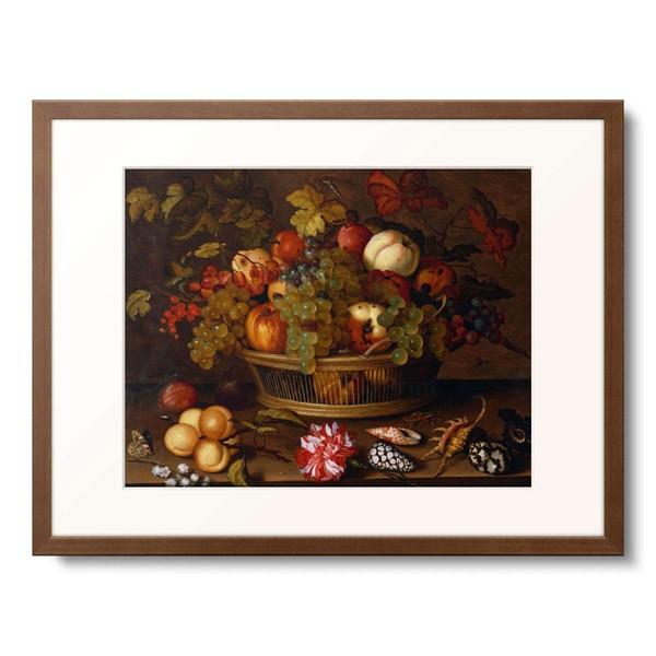 Artist:  Ast, Balthasar van der,1593/94-1657 Imagetitle:  A Still Life of Grapes, Apples, a Peach and Plums in a Basket ...