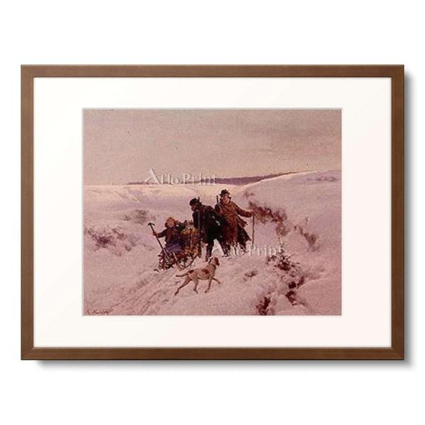 Artist:  Muhlig, Bernhard,1829-1910 Imagetitle:  Madchen mit Schlitten. Location:  Privatbesitz Munchen