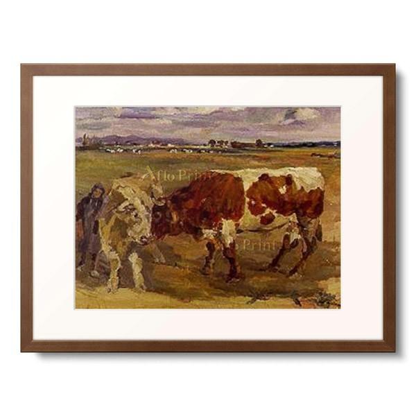 Artist:  Feldbauer, Max,1869-1948 Imagetitle:  Zwei Ochsen in Landschaft. Dimensions:  58 x 78 cm Location:  Bayer.Staat...