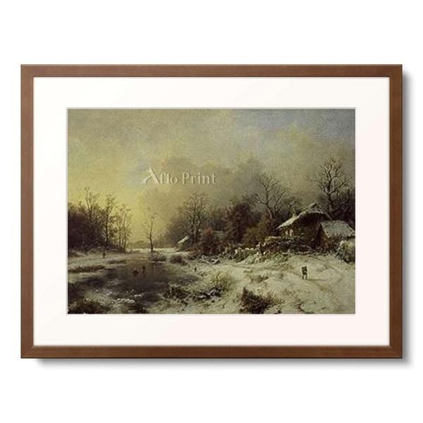 Artist:  Piepenhagen, August,1791-1868 Imagetitle:  Winter landscape with frozen pond. About 1850. Location:  Prag, Nati...