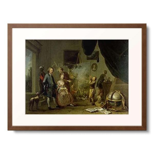 Artist:  Grund, Norbert,1717-1767 Imagetitle:  Besuch im Maler-Atelier. Vor 1767. Dimensions:  25 x 34,8 cm Medium:  Ol/...