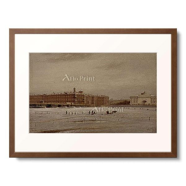 Artist:  Bool, Nikolai Konstantinov,1860 - Imagetitle:  Ansicht des Winterpalastes uber die vereiste Newa hinweg. (St.Pe...