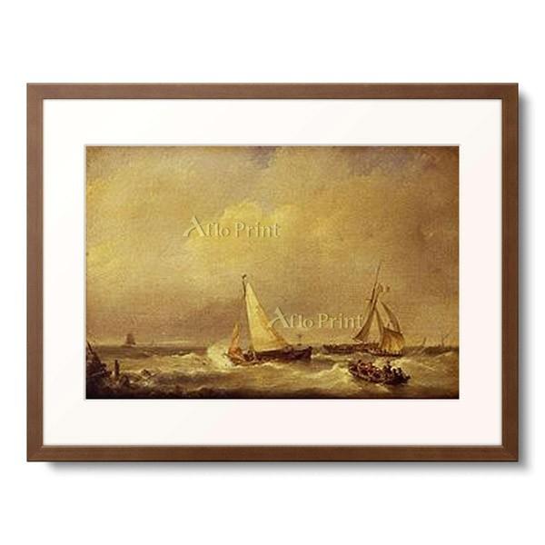 Artist:  Koekkoek, Hermanus,1815-1882 Imagetitle:  Meerlandschaft mit Segelschiffen und einem Ruderboot. Dimensions:  36...