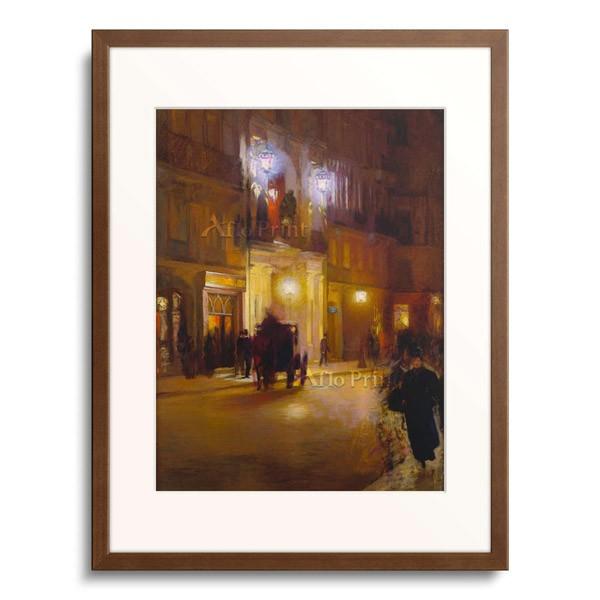 Artist:  French School,ca. 1890 Imagetitle:  Abendliche Strasenszene vor den Folies Bergeres, Paris. Dimensions:  123,5 ...