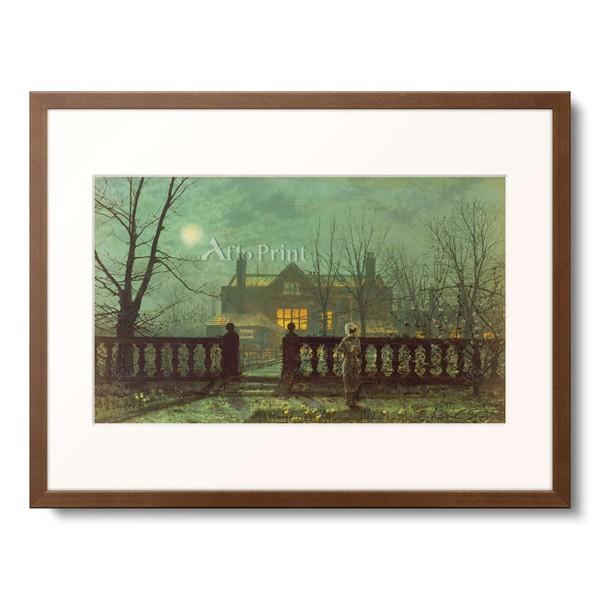 作家名ジョー・アトキン・グリムショーArtist:Grimshaw, John Atkinson 1836-1893 Imagetitle:Garden in the evening with view of an illuminated ...
