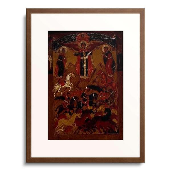 Artist:  Ikone, russisch, Moskauer Schule,17.Jh. Imagetitle:  St. Florus and St. Laurus with archangel Michael. Horses.