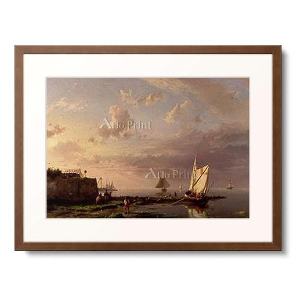 Artist:  Koekkoek, Hermanus,1815-1882 Imagetitle:  Bei Windstille am Meeresufer. 1862. Dimensions:  53,3 x 76,8 cm Locat...