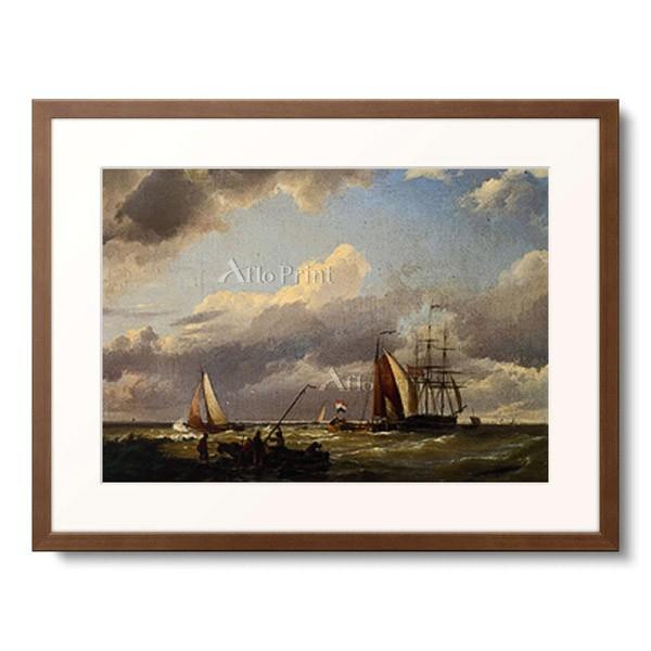 Artist:  Koekkoek, Hermanus,1815-1882 Imagetitle:  Hollandische Schiffe bei leichter Brise in Kustennahe. 1851. Dimensio...