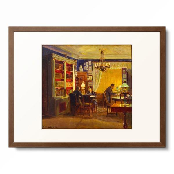 Artist: Nybo, Poul Friis,1869 -1929 Imagetitle: Henrik and Margrethe Dam with their Father Emil in the Drawing Room. 190...