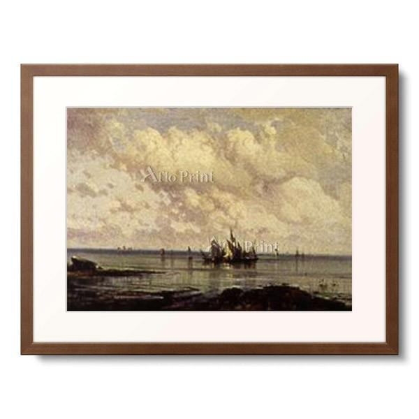 Artist:  Bogoljubov, Alexej Petrowitsch,1824-1896 Imagetitle:  Kusten-Szene mit Segelschiffen bei Windstille. 1860. Loca...